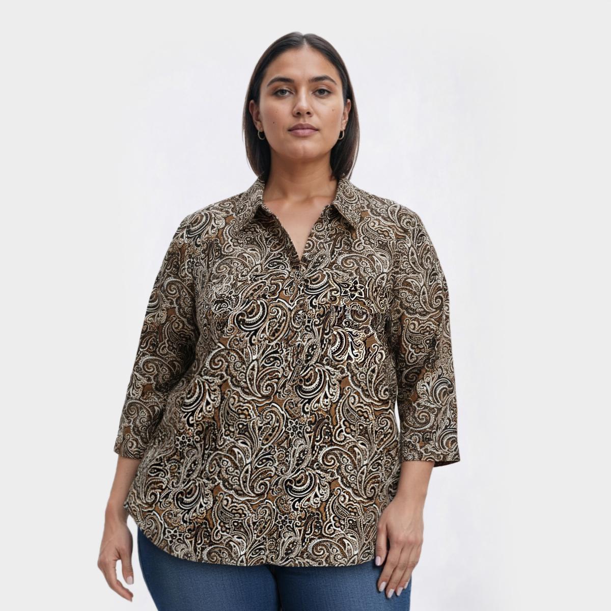 Click here for Plus Size Emily Daniels 3/4 Sleeve Paisley Jacquar... prices